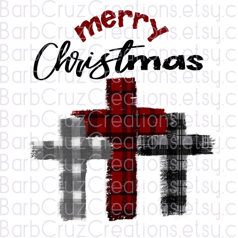 Merry Christmas Buffalo Plaid Cross Christmas Shirt Design - Etsy
