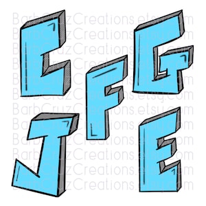 Graffiti Letters, Graffiti Boxy Letters, Blue, Alphabet, Airbrush Fonts ...