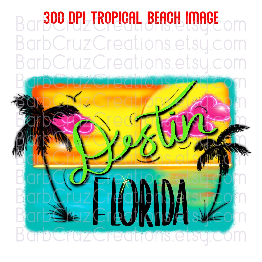 Destin, FL, Airbrush Tropical Beach, Png, Tropical Beach Digital Image ...