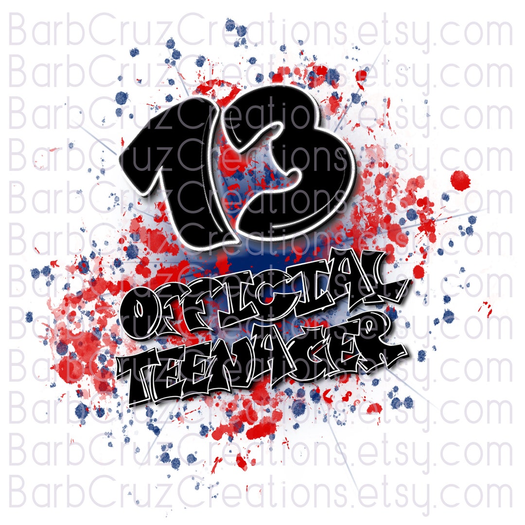 13, 13th, Birthday, Airbrush, Print Designs, Sublimation Designs, Png ...