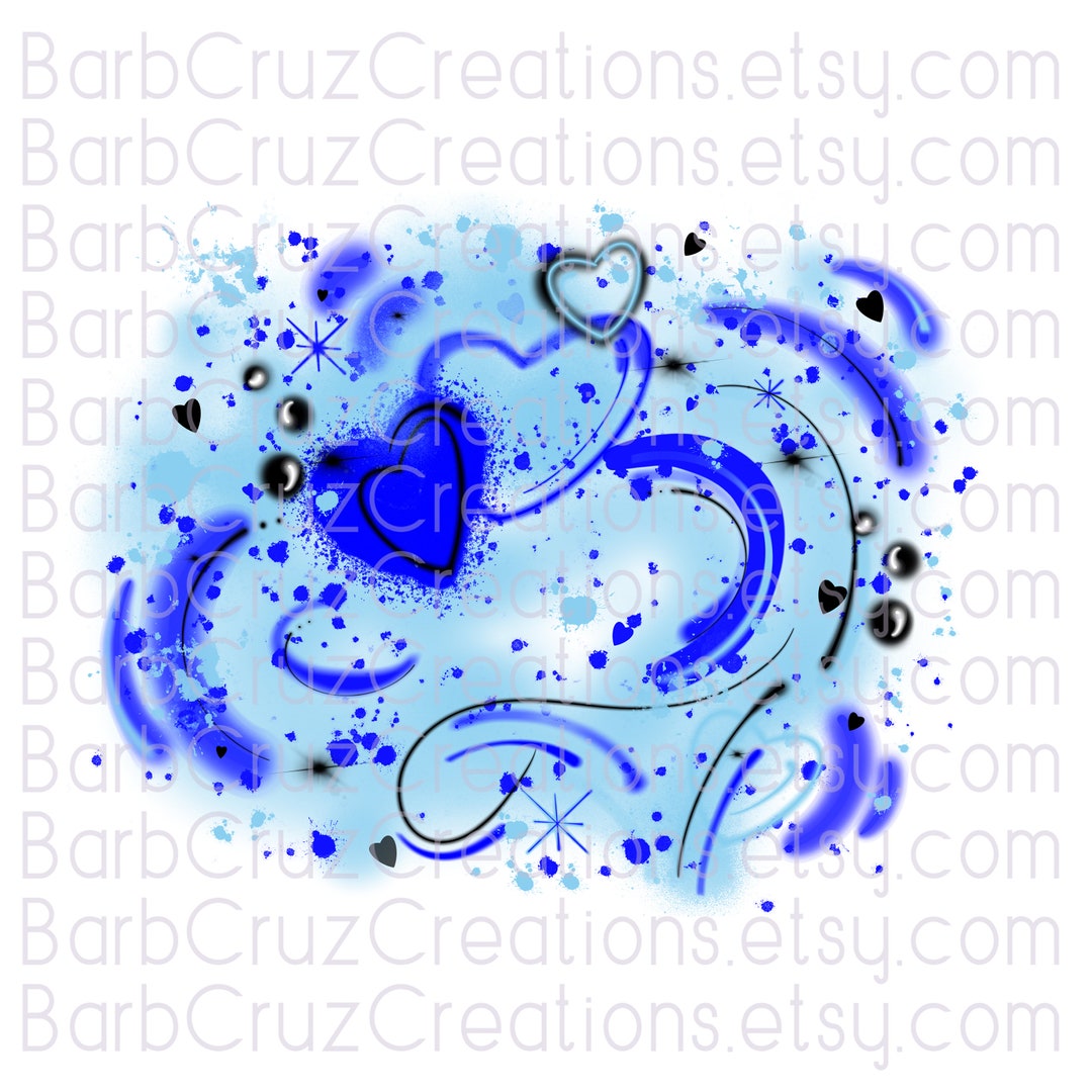 Airbrush, Hearts, Backgrounds, Blue, Airbrush Background, Png ...