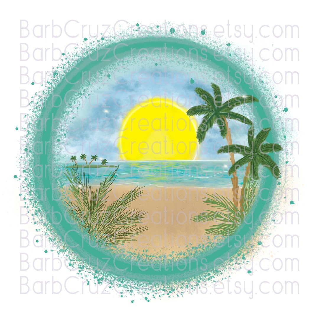 Airbrush Beach Ocean Tropical Png Airbrush Beach Splatter - Etsy