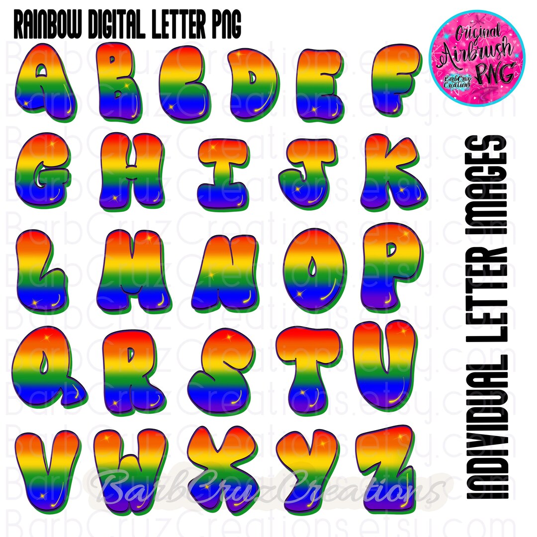 Airbrush Font, Rainbow Graffiti Letters, Bubble Airbrush Lettering ...