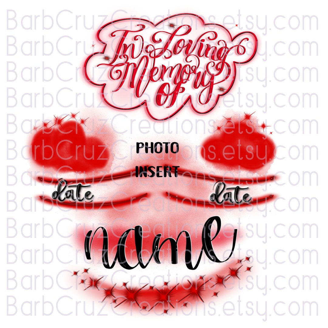 Airbrush in Loving Memory of Red With Clouds, Sublimation Designs ...