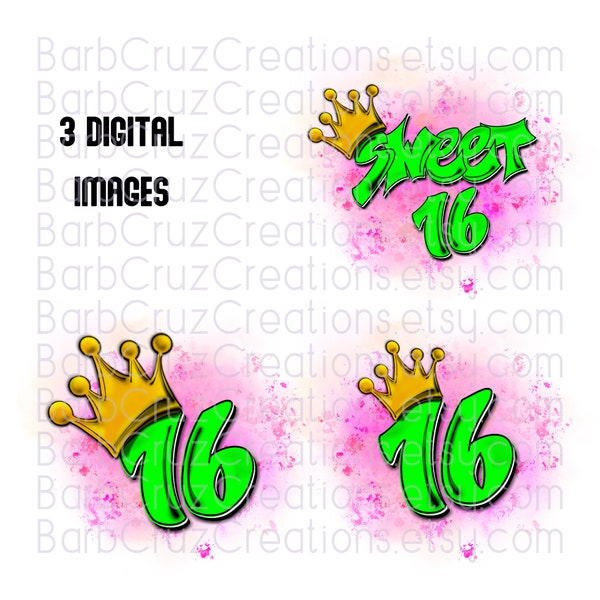 Sweet 16 Airbrush Svg - Etsy