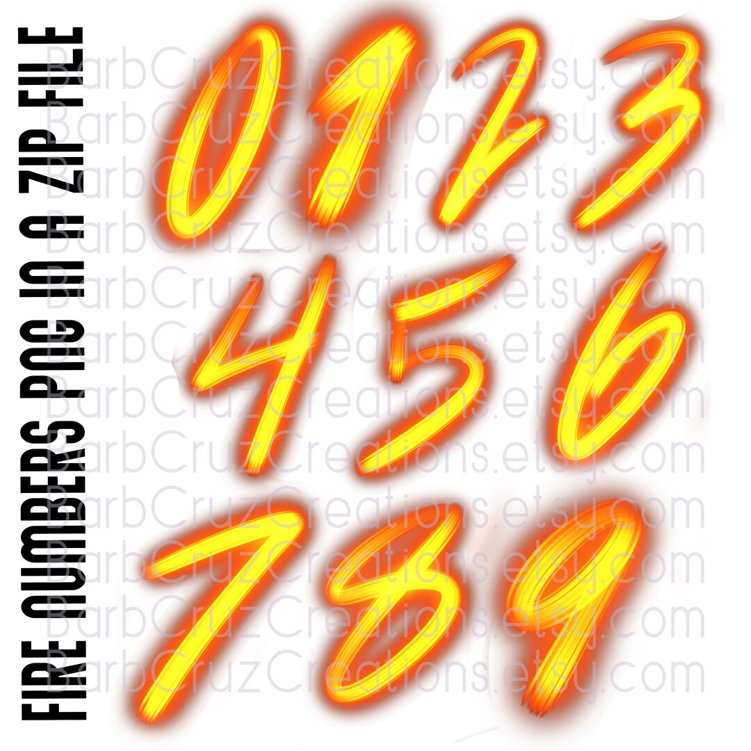 Numbers, Fire, Fire Numbers, Sublimation Design, Digital Download, Zip ...