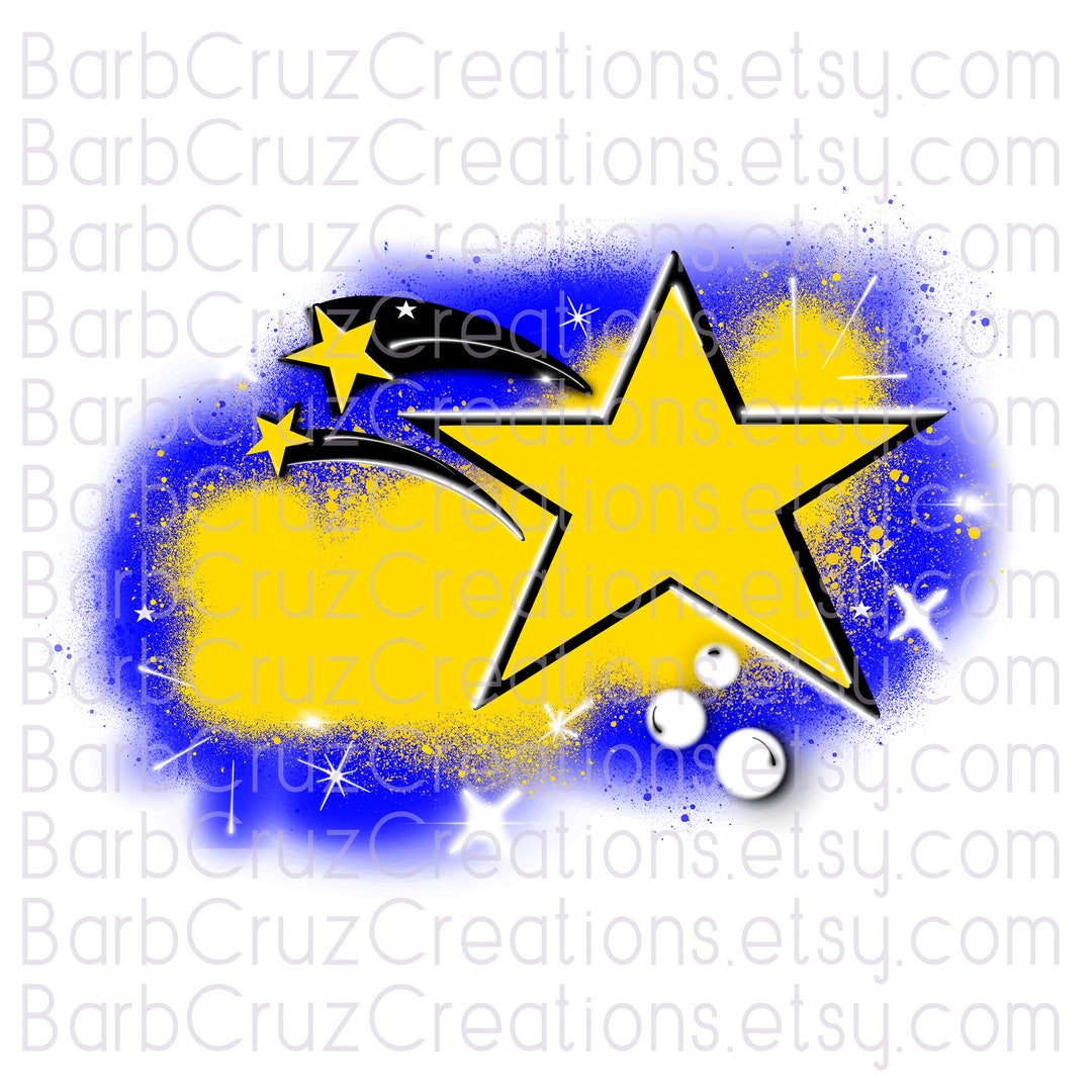Airbrush, Blue, Yellow, Star Burst Background, Digital Airbrush, Png ...