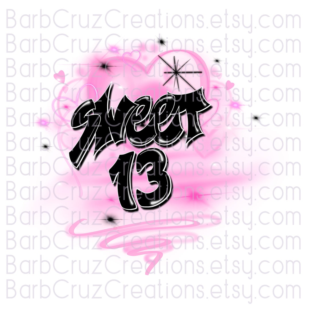 13th, Sweet 13, Thirteenth, Bday, Birthday, Airbrush Png, Hearts ...