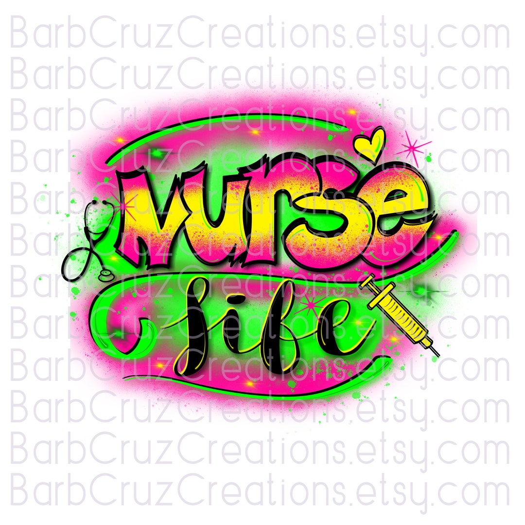 Nurse Life, Heart, Blue Splatter Paint, Airbrush, Digital Downloads ...