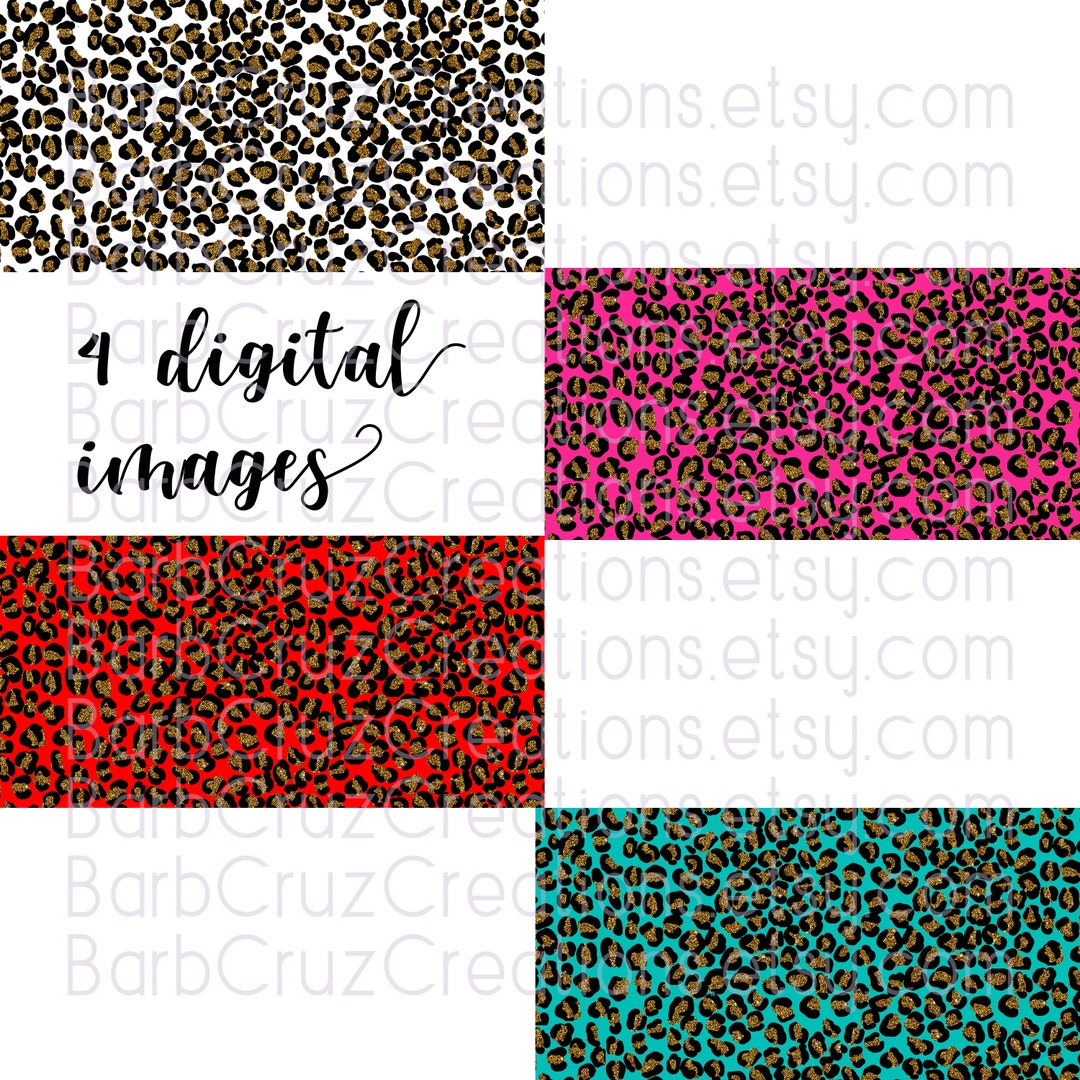 Glitter Gold Leopard Print Digital Paper, Sublimation Designs (PNG ...