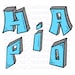 Graffiti Letters, Graffiti Boxy Letters, Blue, Alphabet, Airbrush Fonts ...