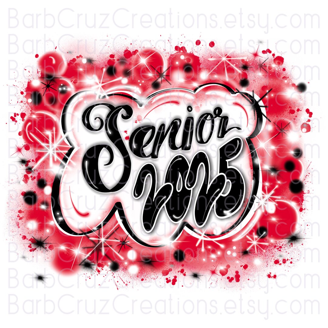 Senior 2025 Airbrush School Colors Red, White, High School, Class of ...