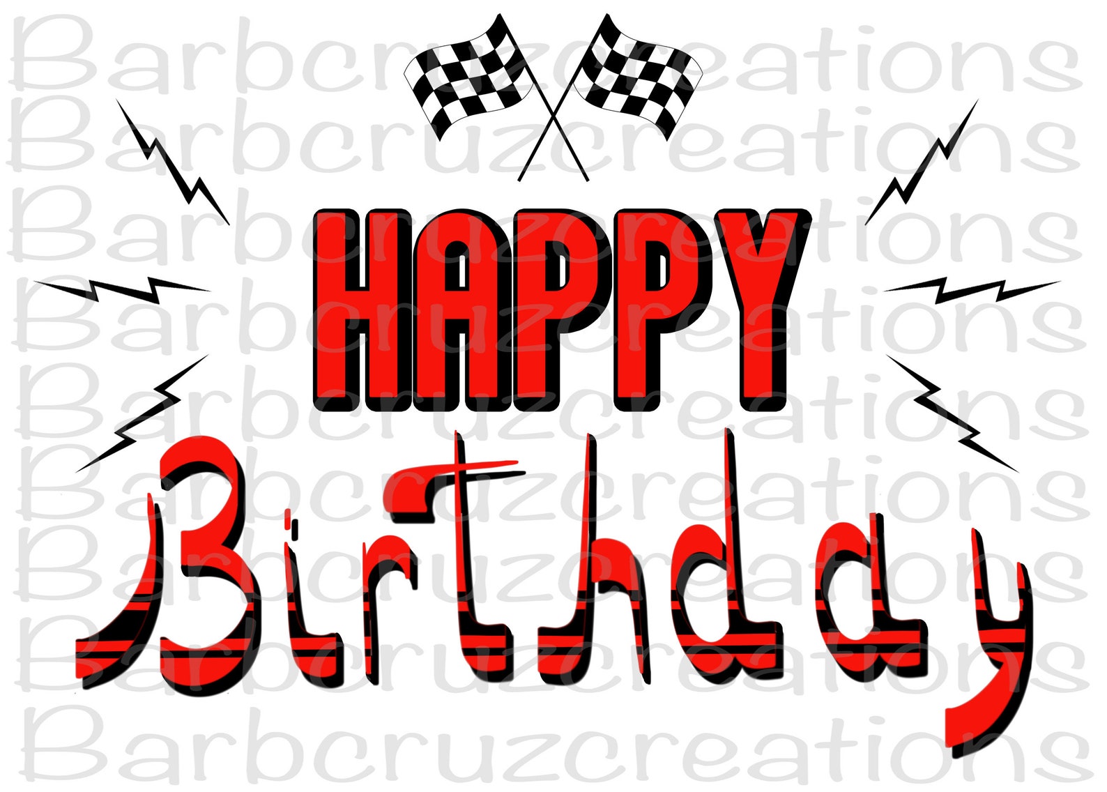 Happy Birthday Checker Flag Birthday Designs Clip Art 4 - Etsy