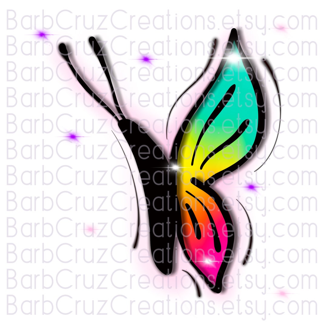 4 Butterfly Designs, Airbrush Butterfly, Ombre, Png, Airbrush Designs ...