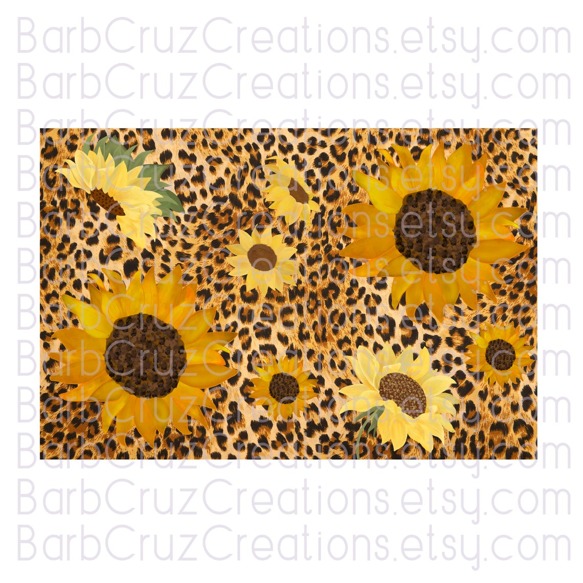 Sunflower Leopard Frame Leopard Backgrounds Bundle | Etsy