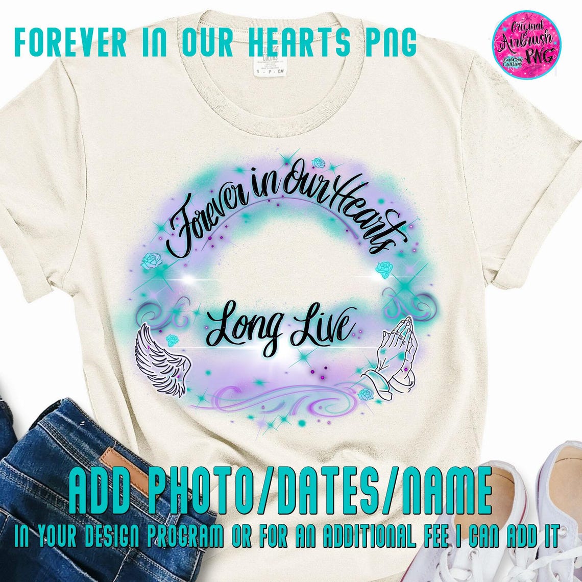 In Loving Memory Of, Airbrush Png, Green, DTF, DTG Designs, Always in ...