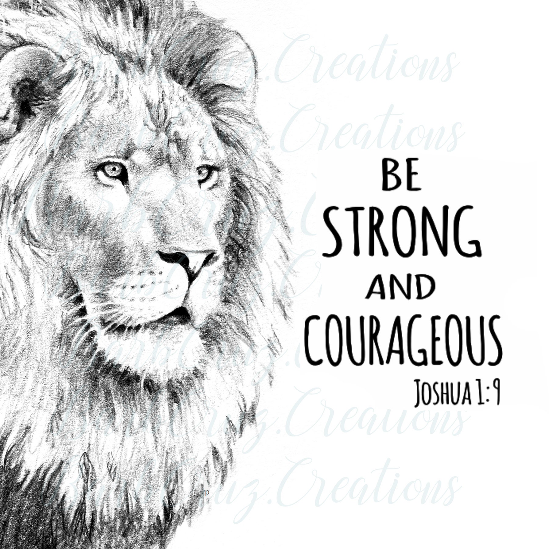 Lion Digital Image Be Strong and Courageous The Lord is with | Etsy