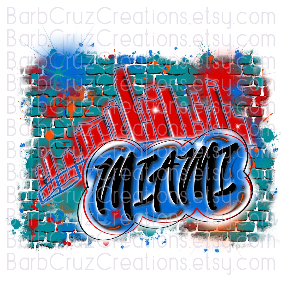 Airbrush Miami Graffiti PNG, City Skyline, Retro Art (digital Download ...