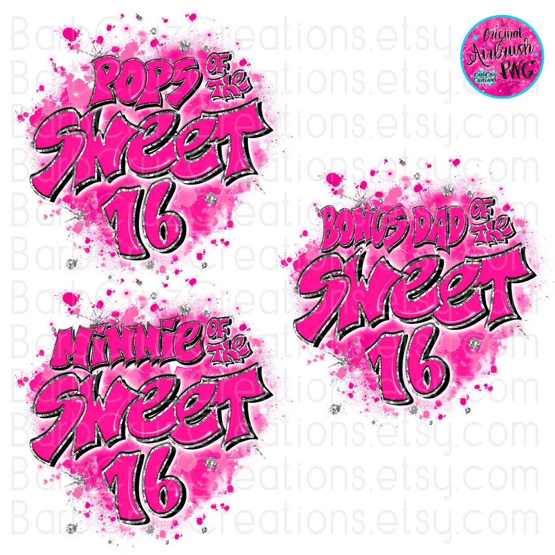 Airbrush Png / Sweet 16 Family Set / Pops / Bonus Dad / Minnie ...