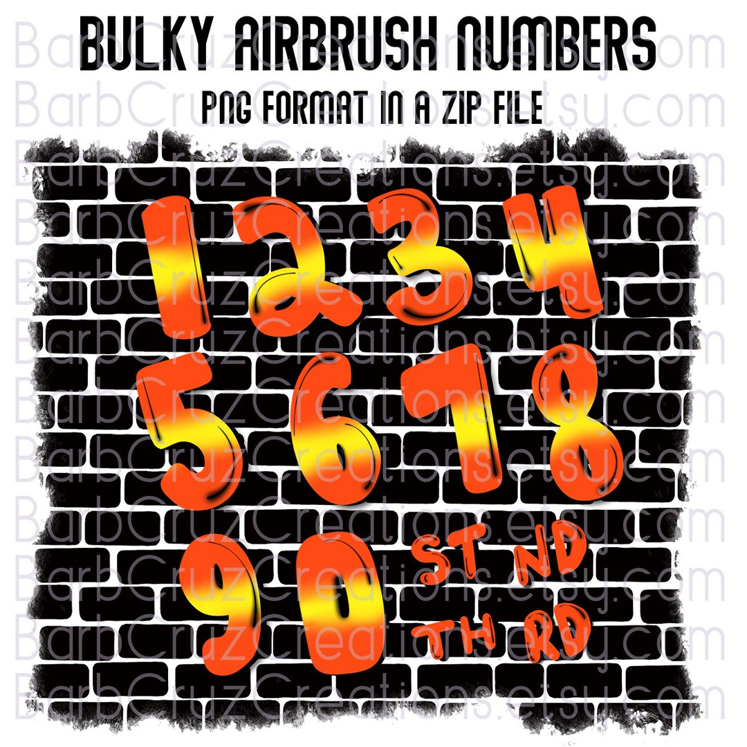 Graffiti Numbers, Airbrush Numbers, Airbrush, Sublimation Design ...