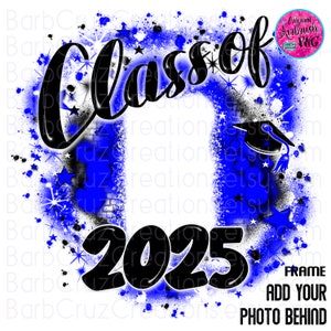 Class of 2025 Blue Black Brick Wall Frame Png, Spray Paint Sublimation ...