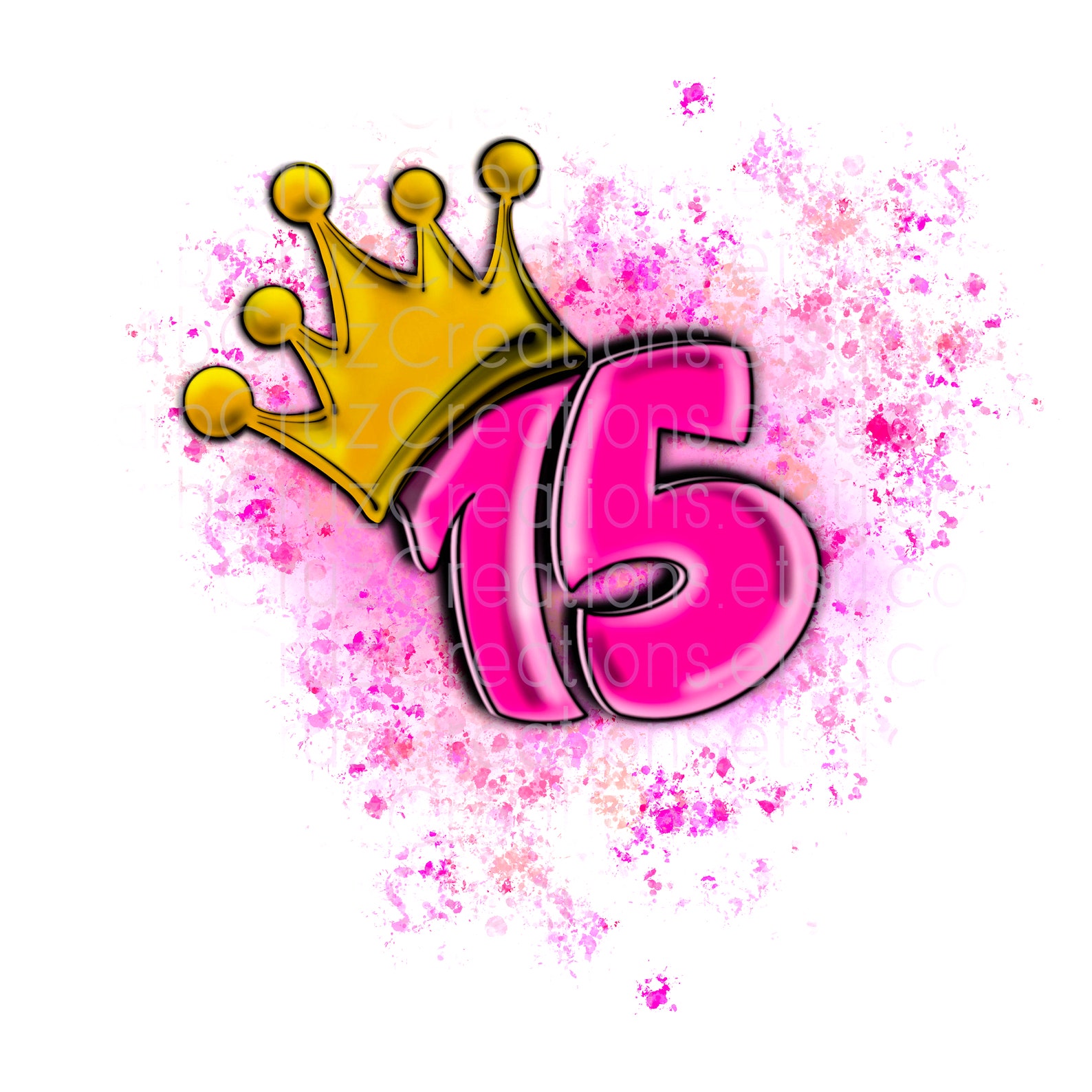 Sweet 15 Fifteen Bday Crown Birthday Airbrush Png Print - Etsy