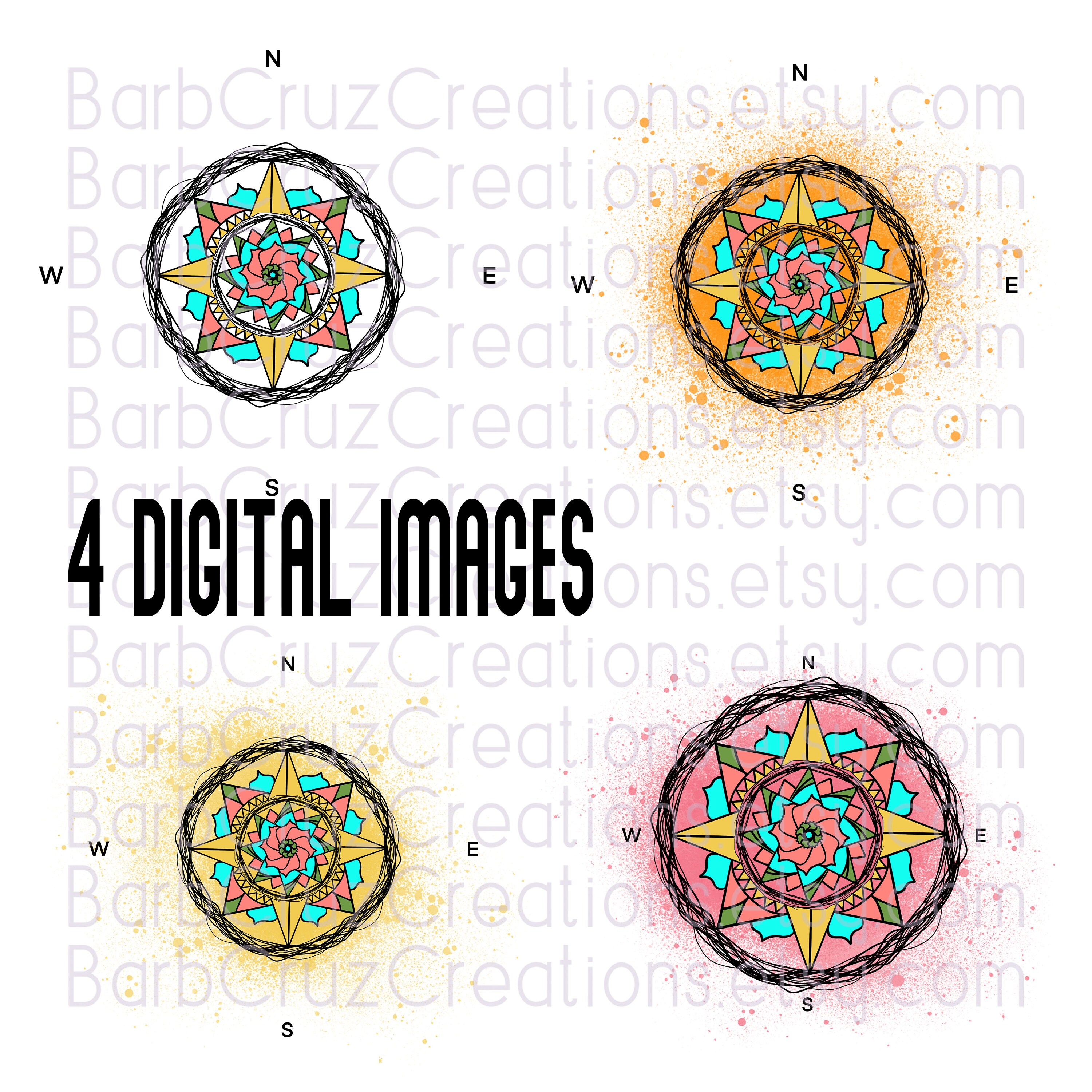 Compass Design Compass Art Digital Downloads Png Instant | Etsy