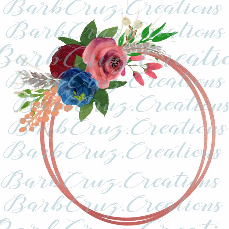 Modern Floral Rose Gold Wreath, PNG, Clipart, Clip Art, Instant Digital ...