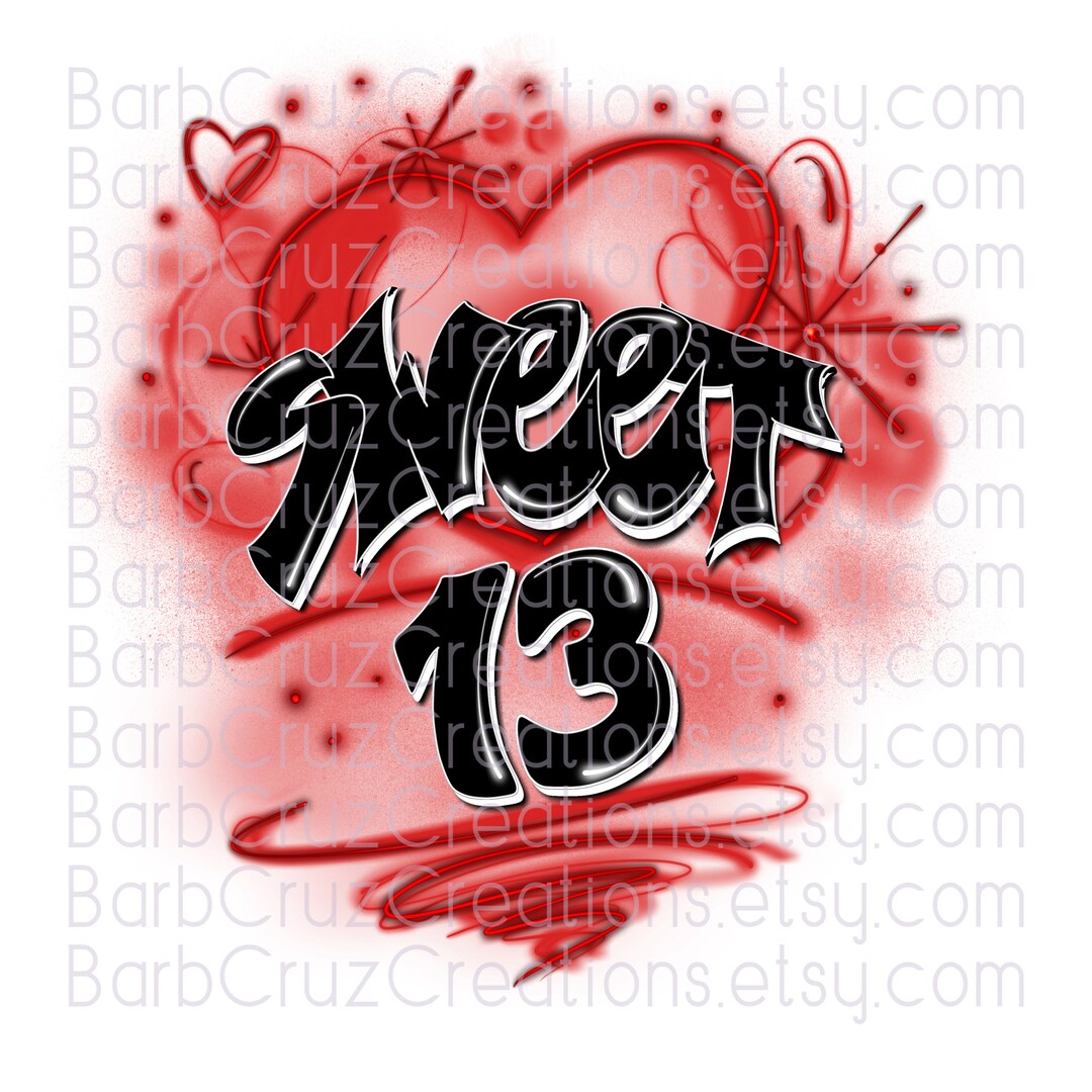13th, Sweet 13, Thirteenth, Bday, Birthday, Airbrush Png, Hearts ...