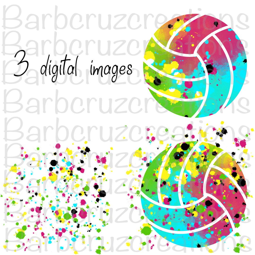 Volleyball, Sports, Splatter Paint, Background, Instant Download ...