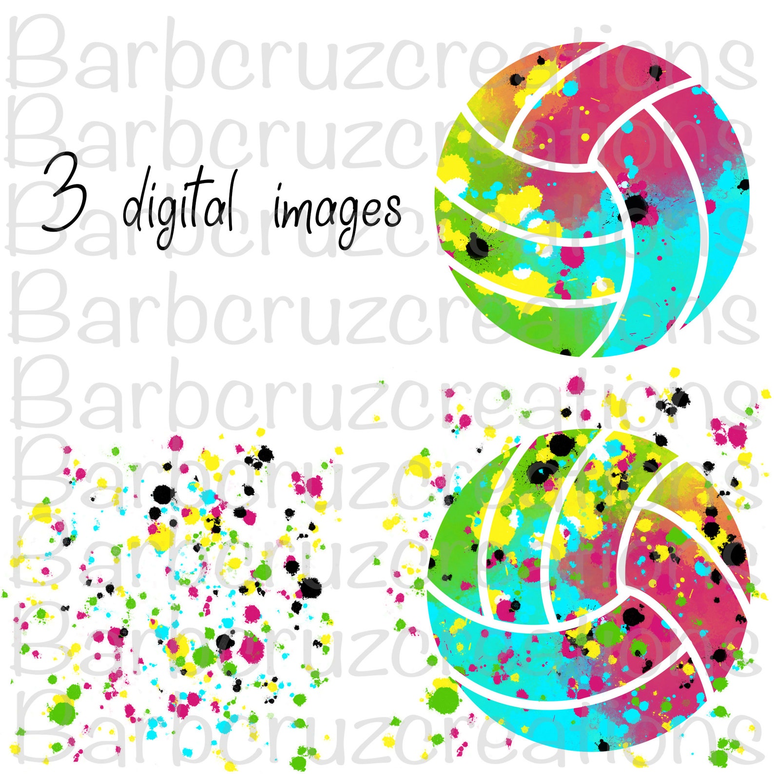 Volleyball, Sports, Splatter Paint, Background, Instant Download ...