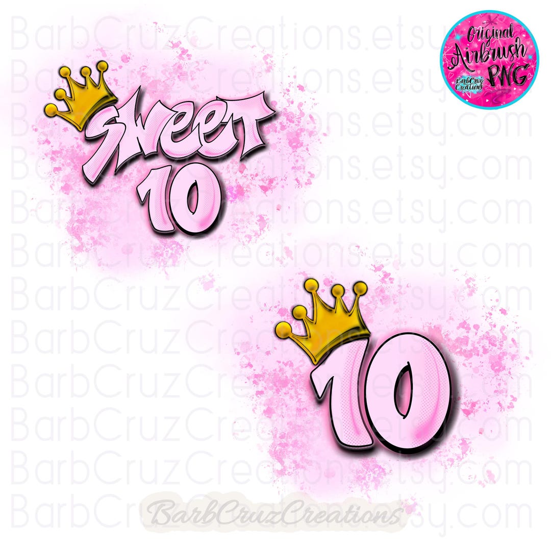 Airbrush Png, Trendy Sweet 10th Birthday Png, Light Soft Pink, Tenth ...