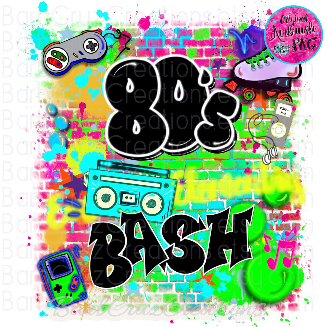 80's Bash, Airbrush Png / Airbrush Background / 80s Baby / Sublimation ...