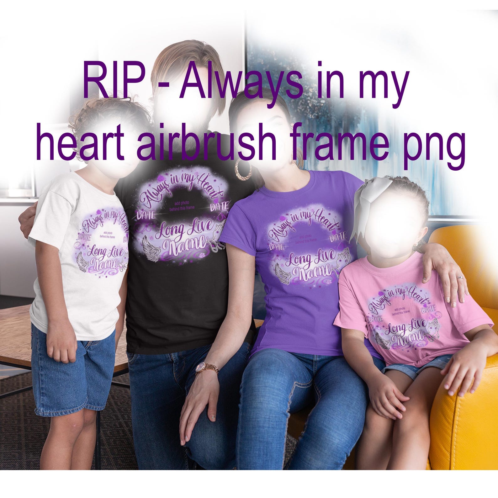 In Loving Memory Of, Airbrush Png, White & Gray, DTF, DTG Designs ...