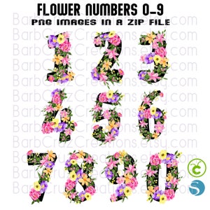 Numbers, Floral, Flowers, Sublimation Design, Digital Download, Png ...