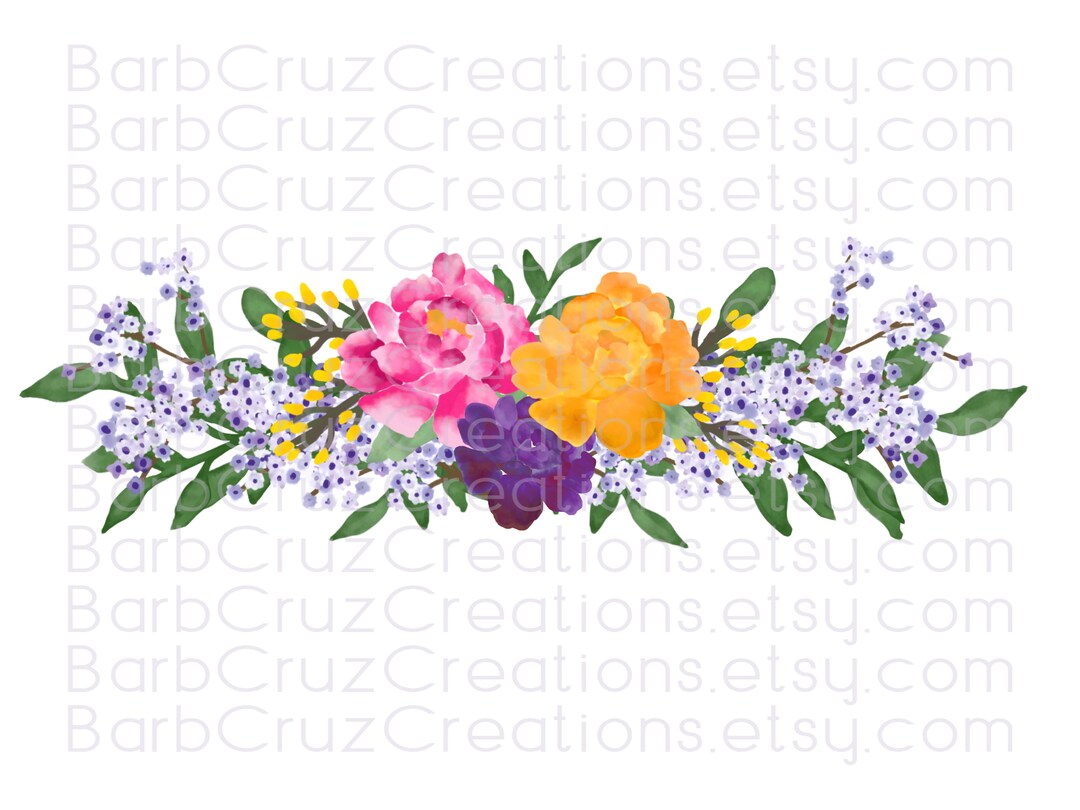 Beautiful Watercolor Floral Swag, Watercolor Flowers, Digital Floral ...