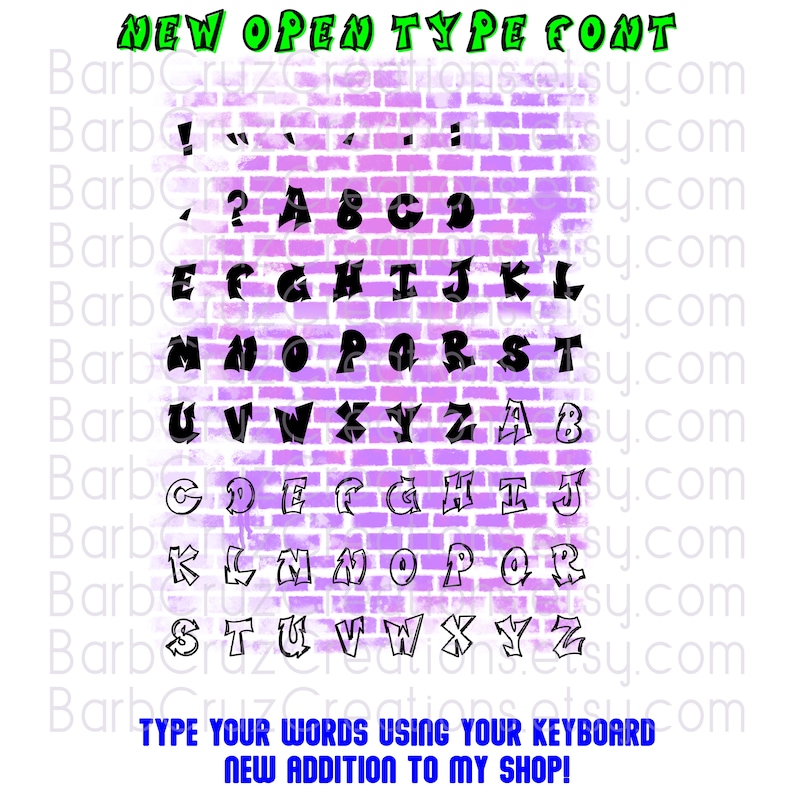 Graffiti Letters Airbrush Boxy Outline & Solid Keyboard - Etsy