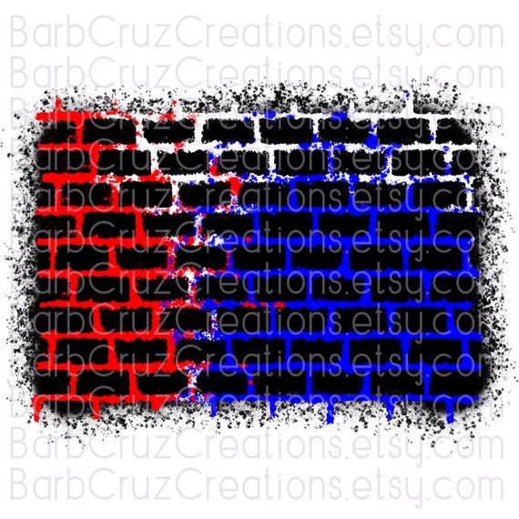 Brick Wall Red White Blue Digital Airbrush Background - Etsy
