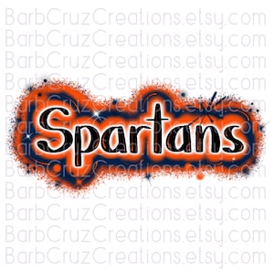 Spartans Dark Blue, Orange, Team Spirit, Airbrush, Clipart, Airbrush ...
