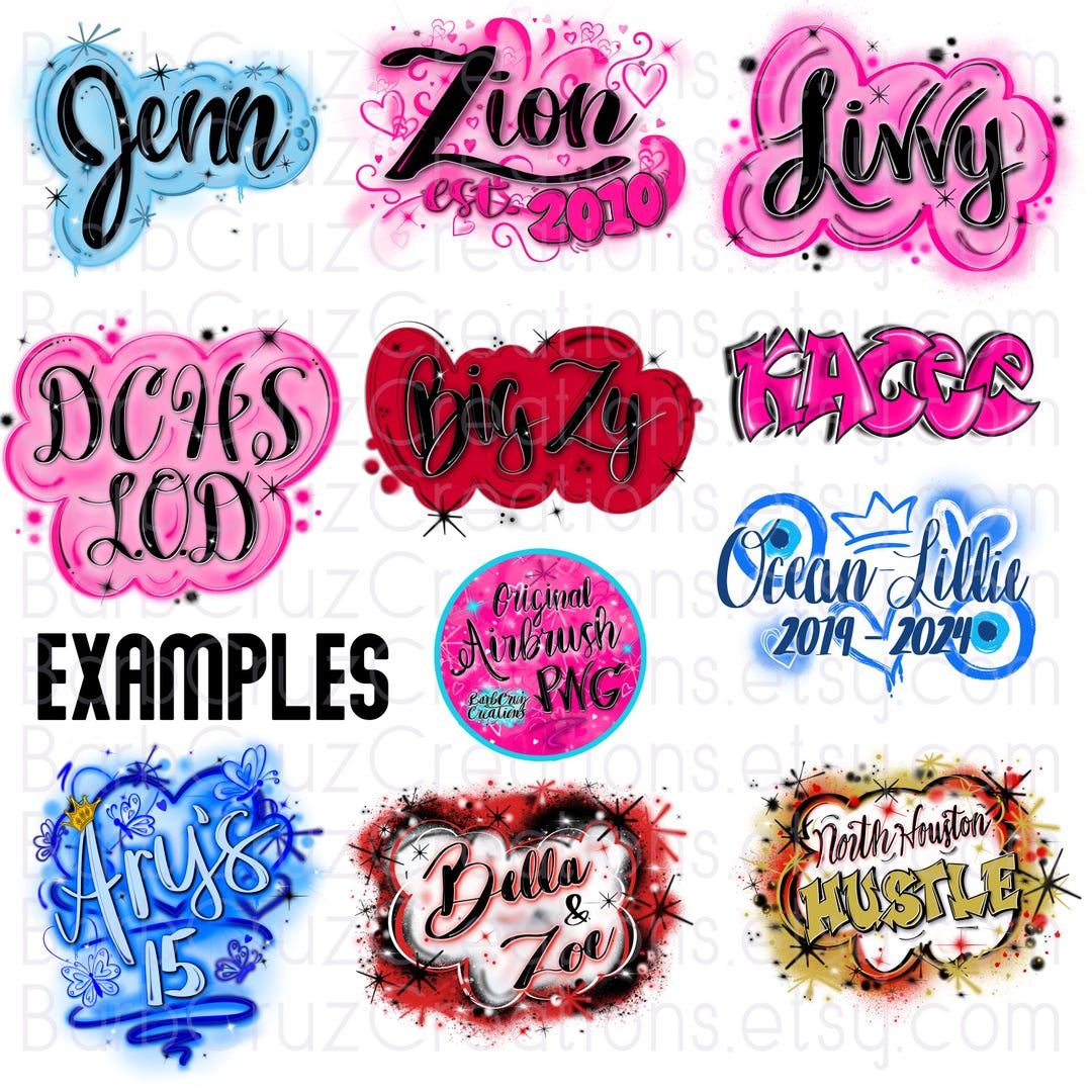 Airbrush Custom Name Order, Personalized Names, Custom Name Airbrush ...