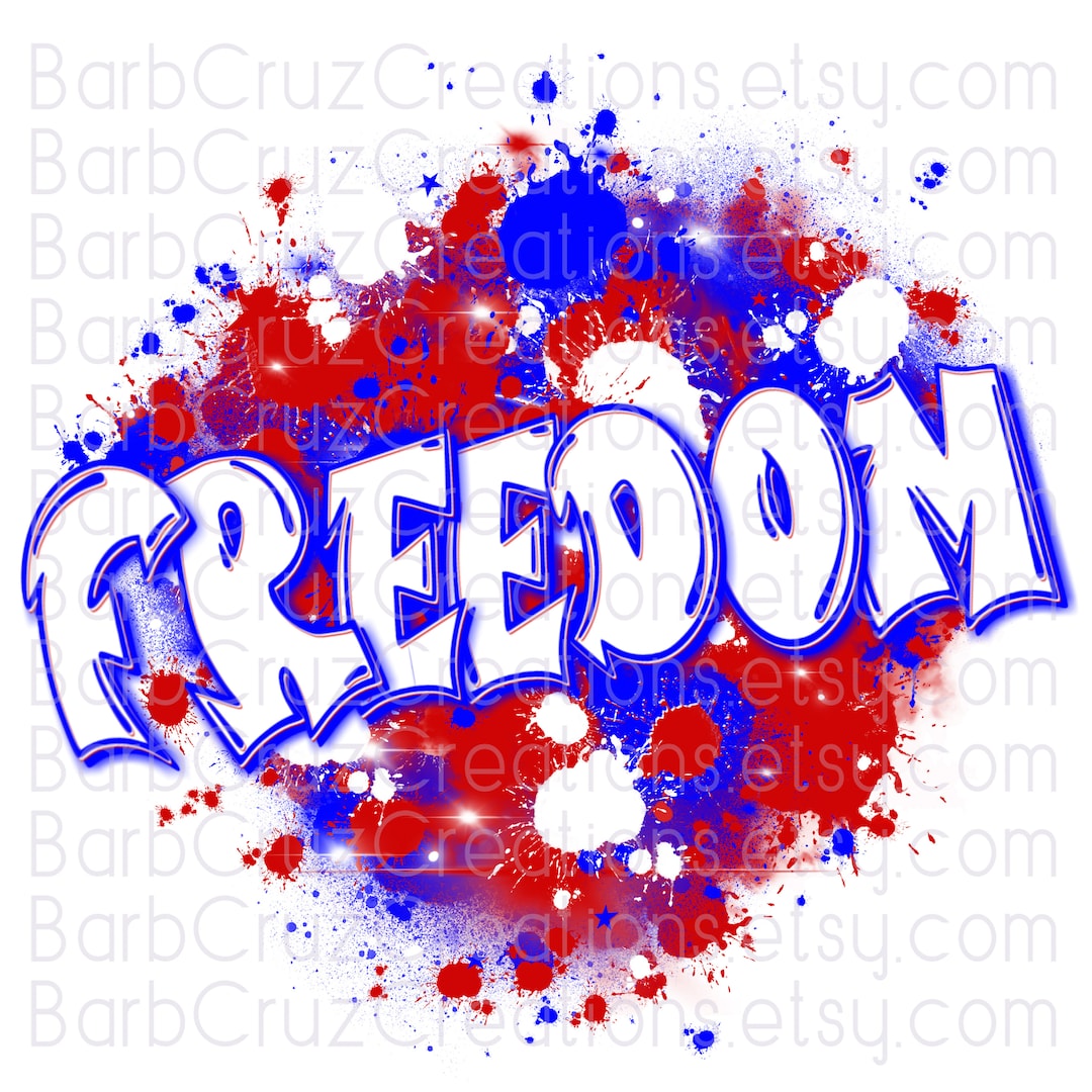 Freedom Red, White, Blue Star Burst, Airbrush Spray Paint Patriotic ...