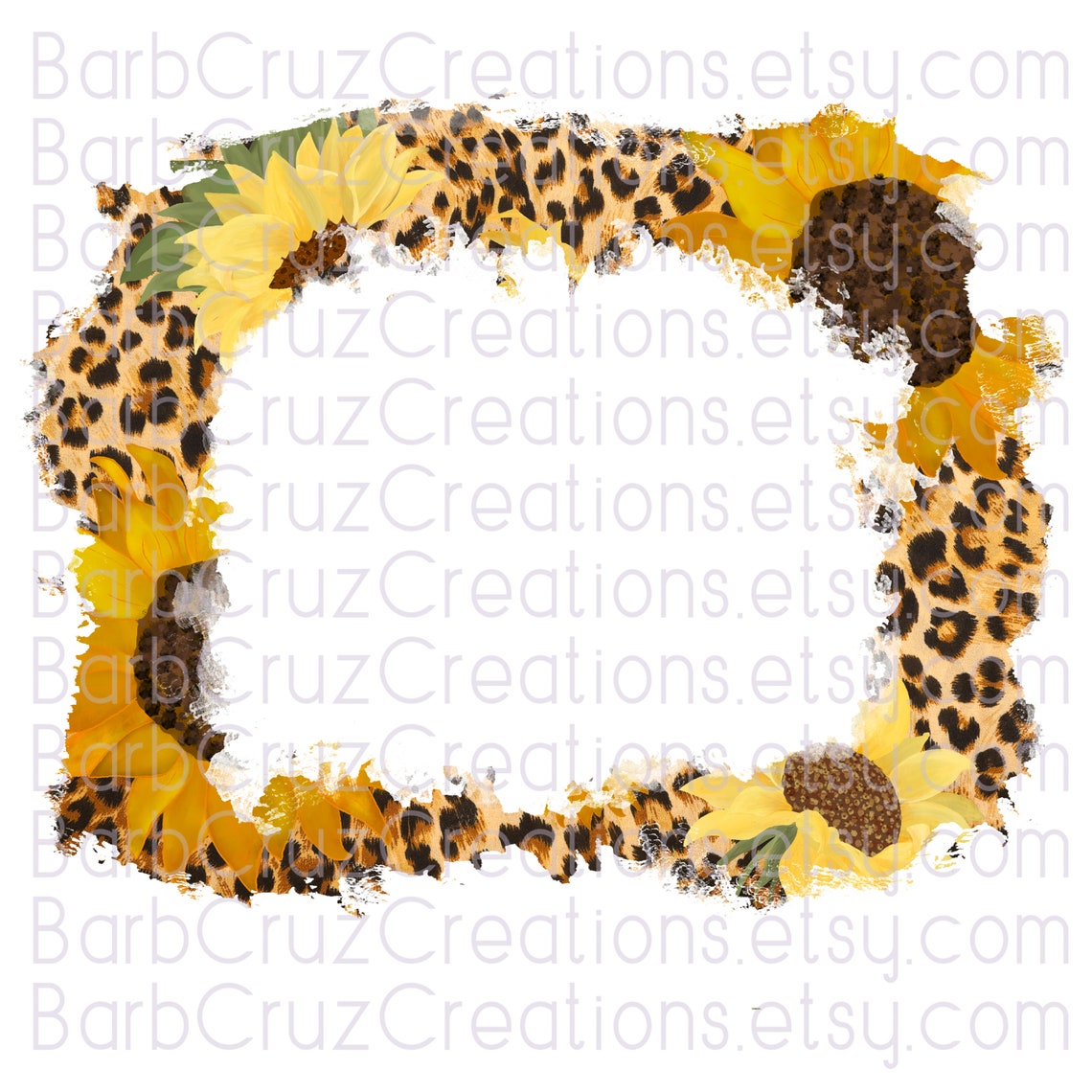 Sunflower Leopard Frame Leopard Backgrounds Bundle | Etsy