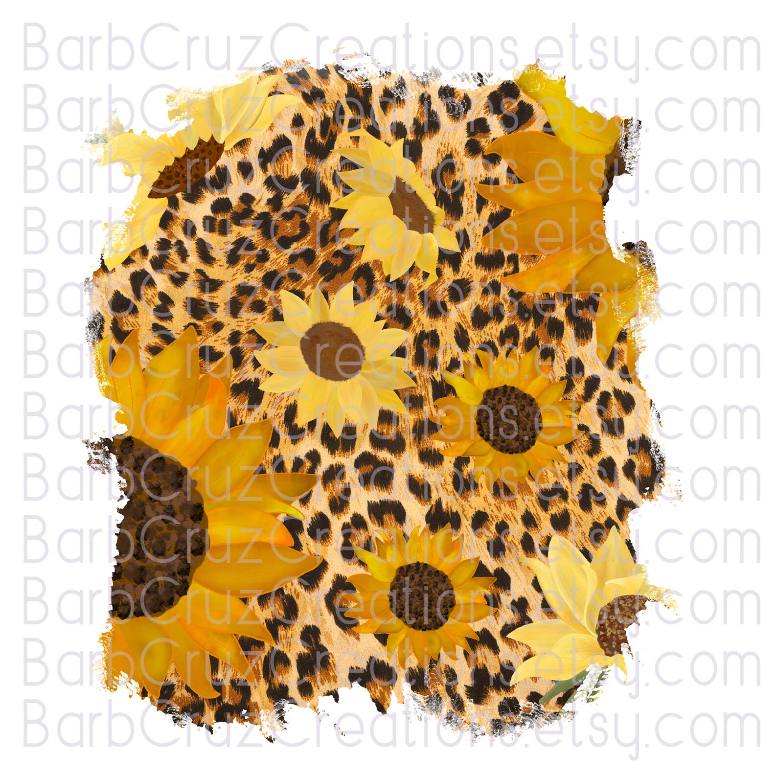 Sunflower Leopard Frame Leopard Backgrounds Bundle | Etsy