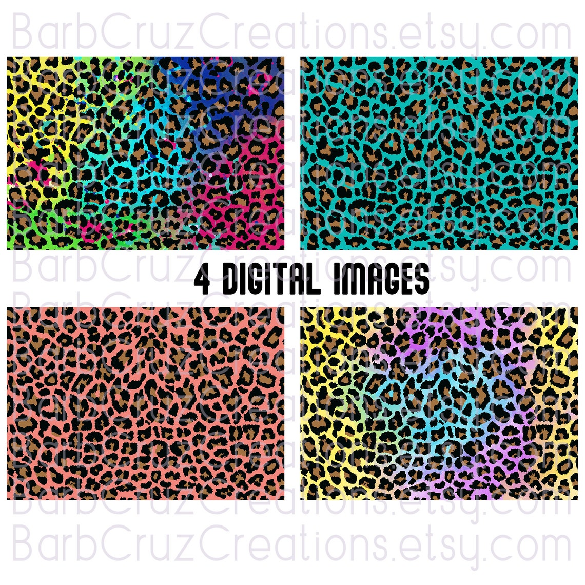 Leopard Print Coral Blue Splatter Paint Watercolor Clip - Etsy