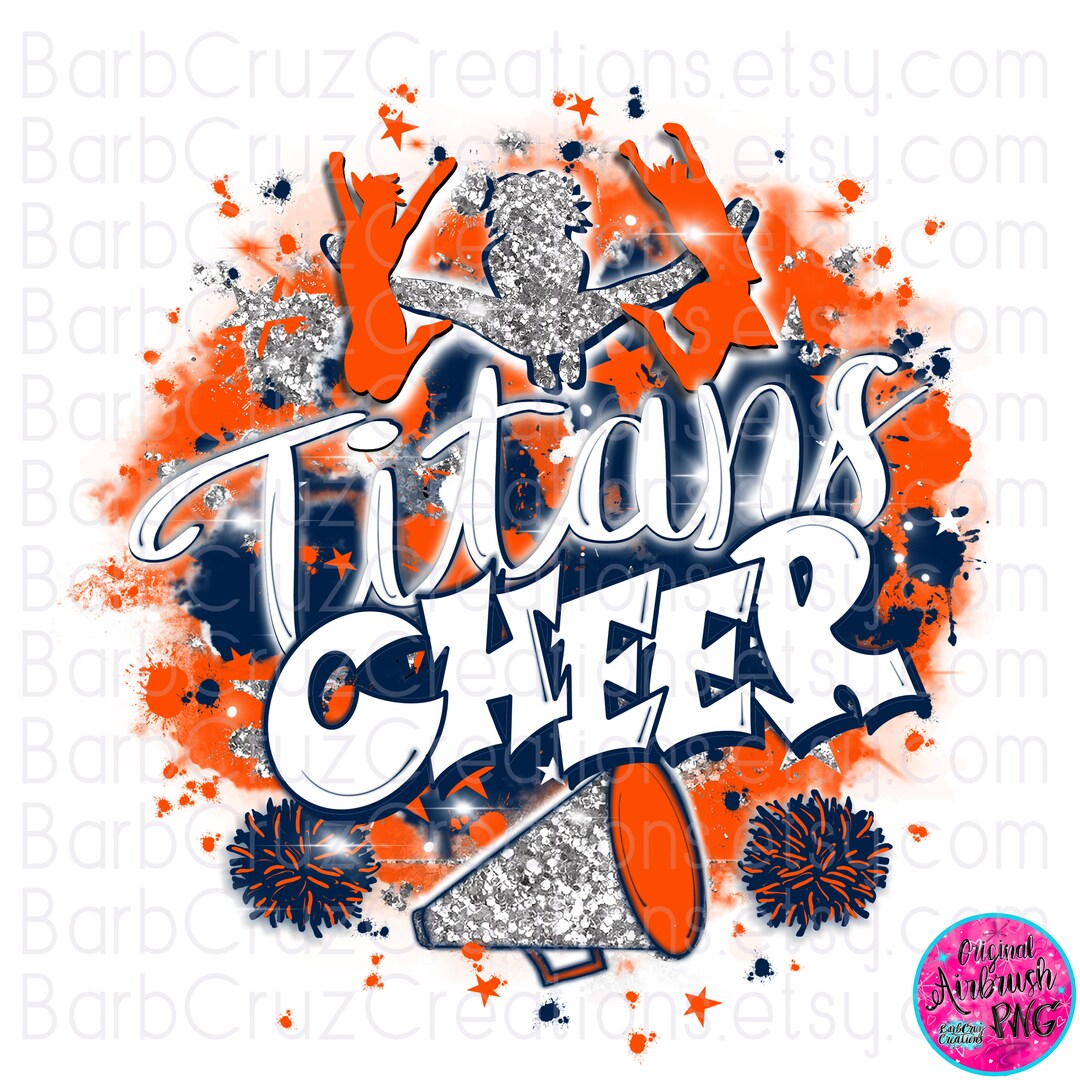 Titan Cheer Airbrush Png Orange & Blue Cheerleader, Designs, Cheer Team ...