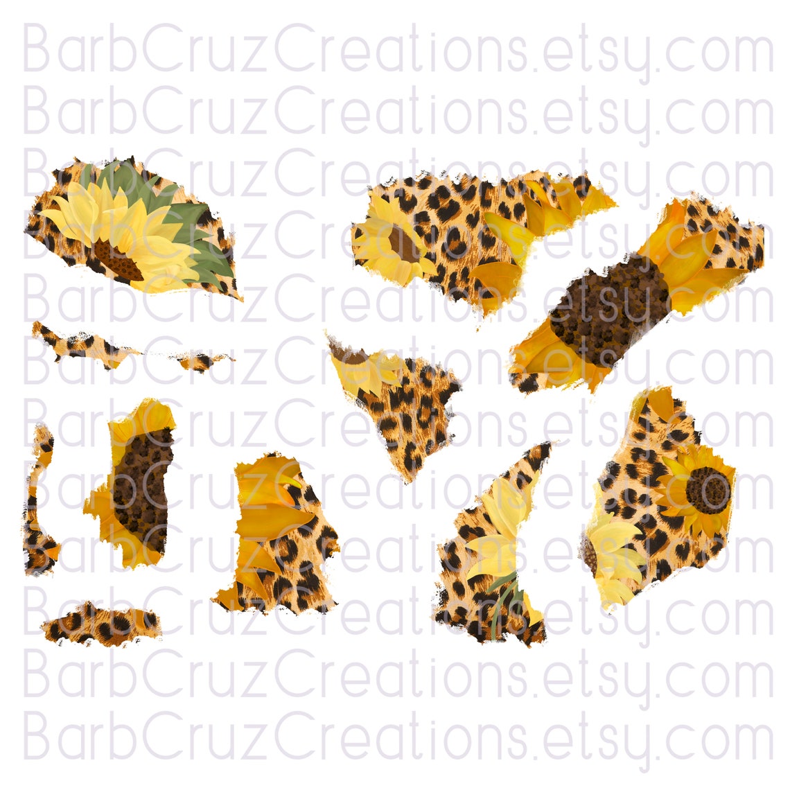 Sunflower Leopard Frame Leopard Backgrounds Bundle | Etsy
