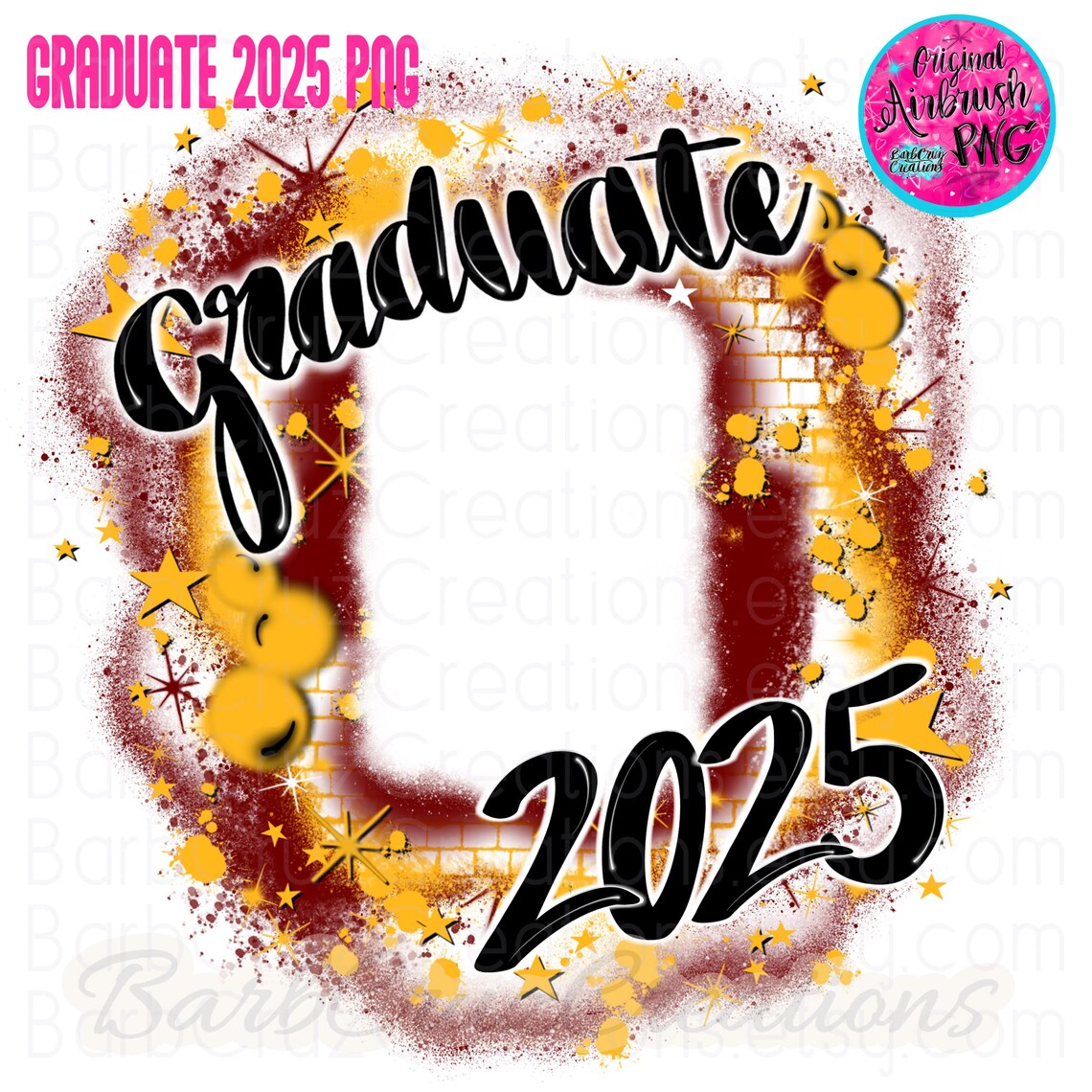Airbrush Png, Graduate 2025, Red, Gold, Brick Wall, Frame, Spray Paint ...