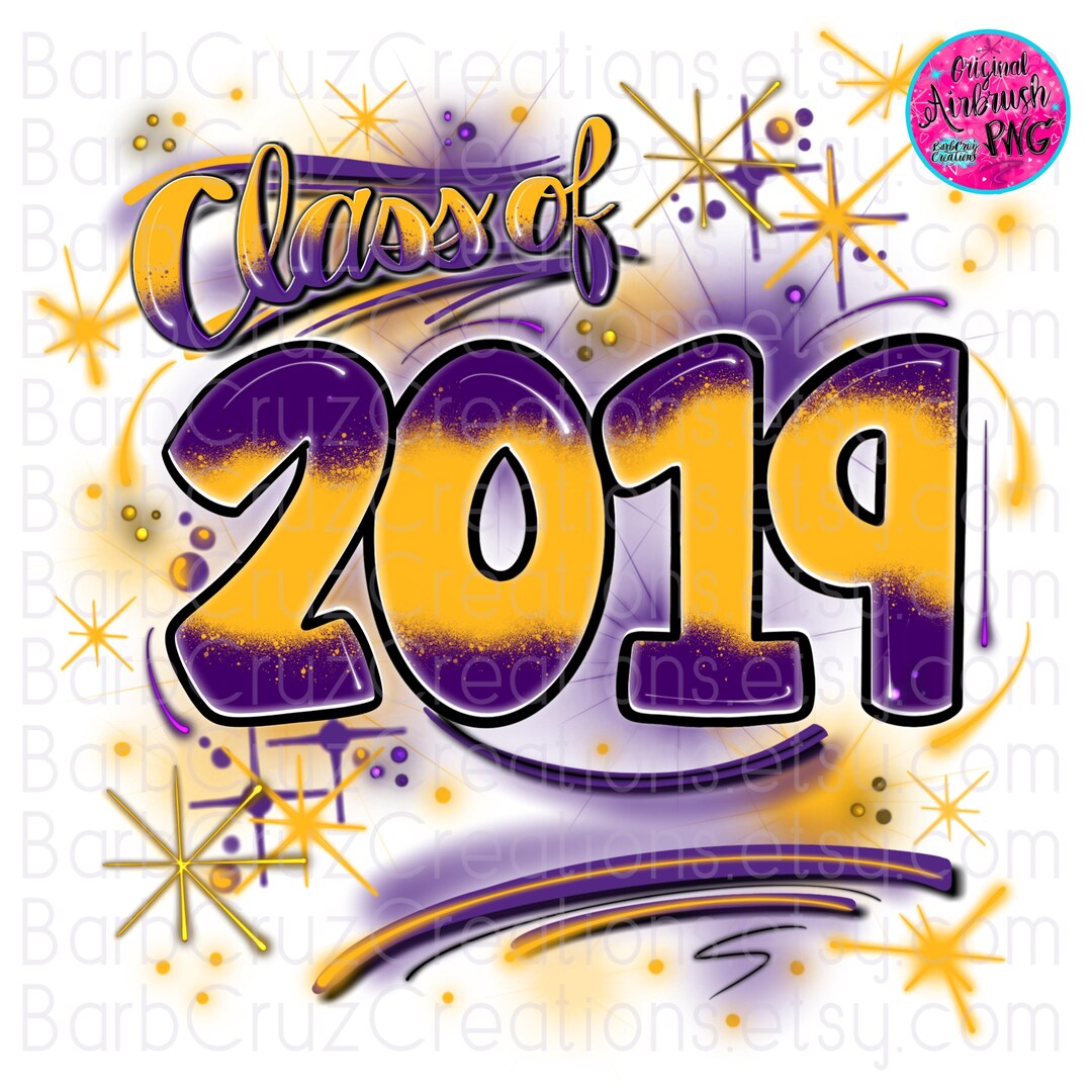 Class of 2019 Purple & Yellow Airbrush Background Png, Spray Paint ...