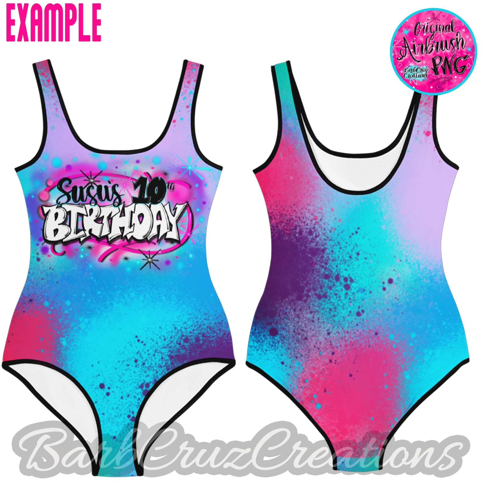 Custom Airbrush Swimsuit, Bathing Suit, BACH, Birthdays, Events, Camp ...