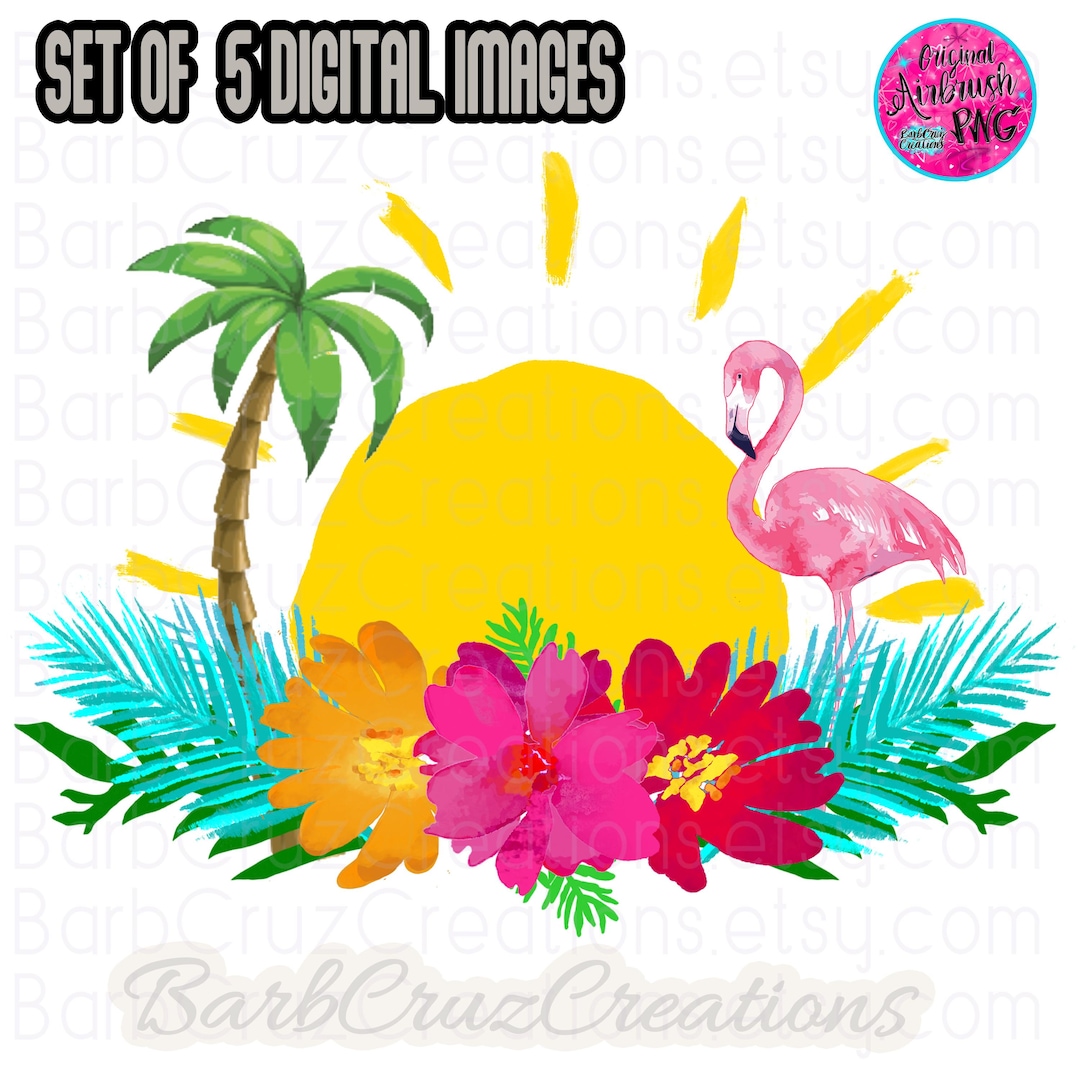 Summer Png Set, Flamingo, Summer Vibes, Tropical, Beach, Sunset ...